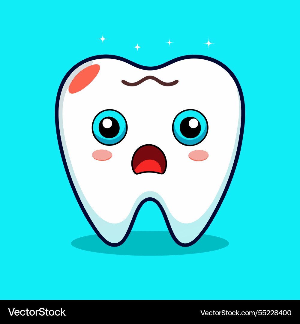 Cute tooth crying cartoon icon Royalty Free Vector Image