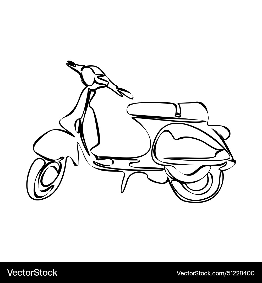 Single continuous line drawing scooter retro Vector Image