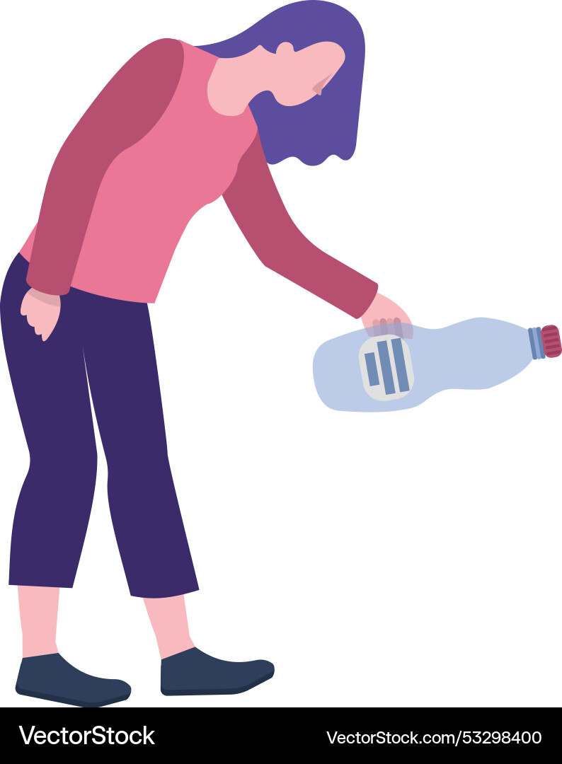 Waste recycle icon woman gathering trash Vector Image