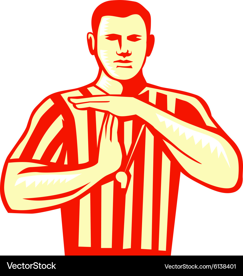 Basketball referee technical foul retro Royalty Free Vector
