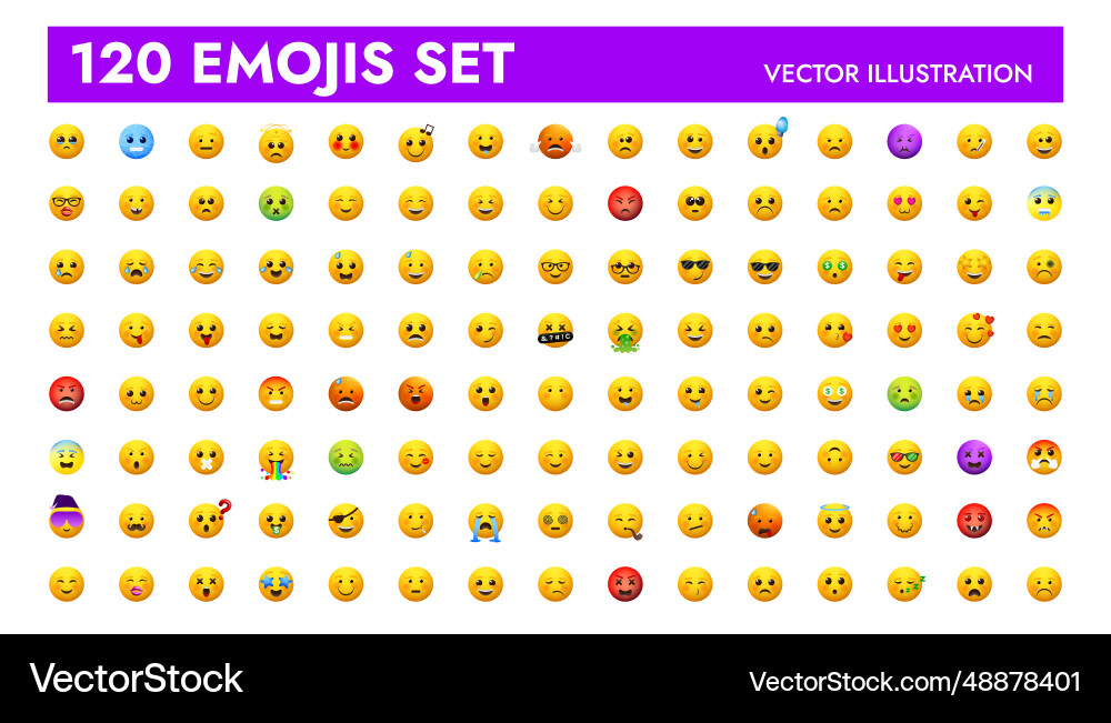 Big yellow emoji set design Royalty Free Vector Image