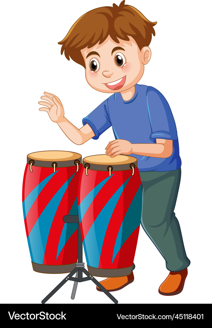 Boy playing conga drums Royalty Free Vector Image