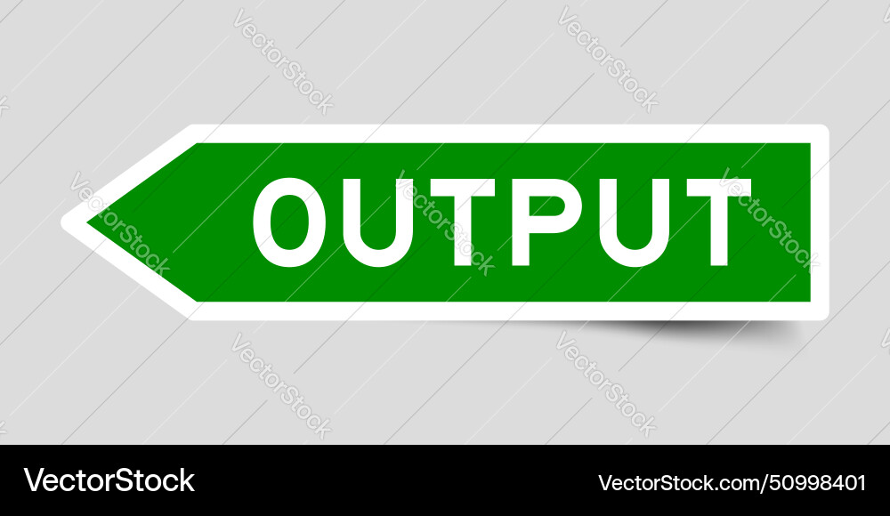 Green color arrow shape sticker label with word Vector Image
