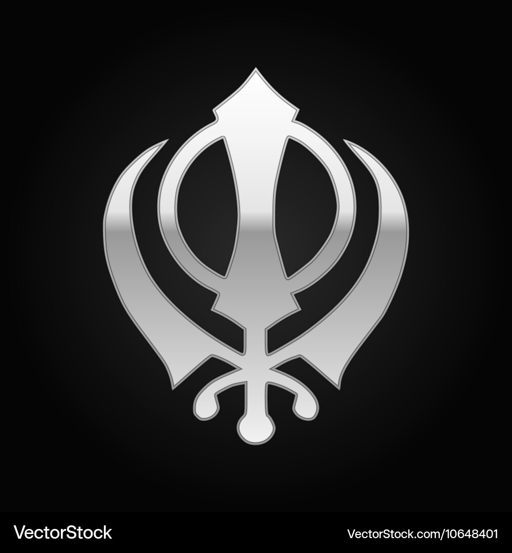 Silver khanda sikh icon on black background Vector Image