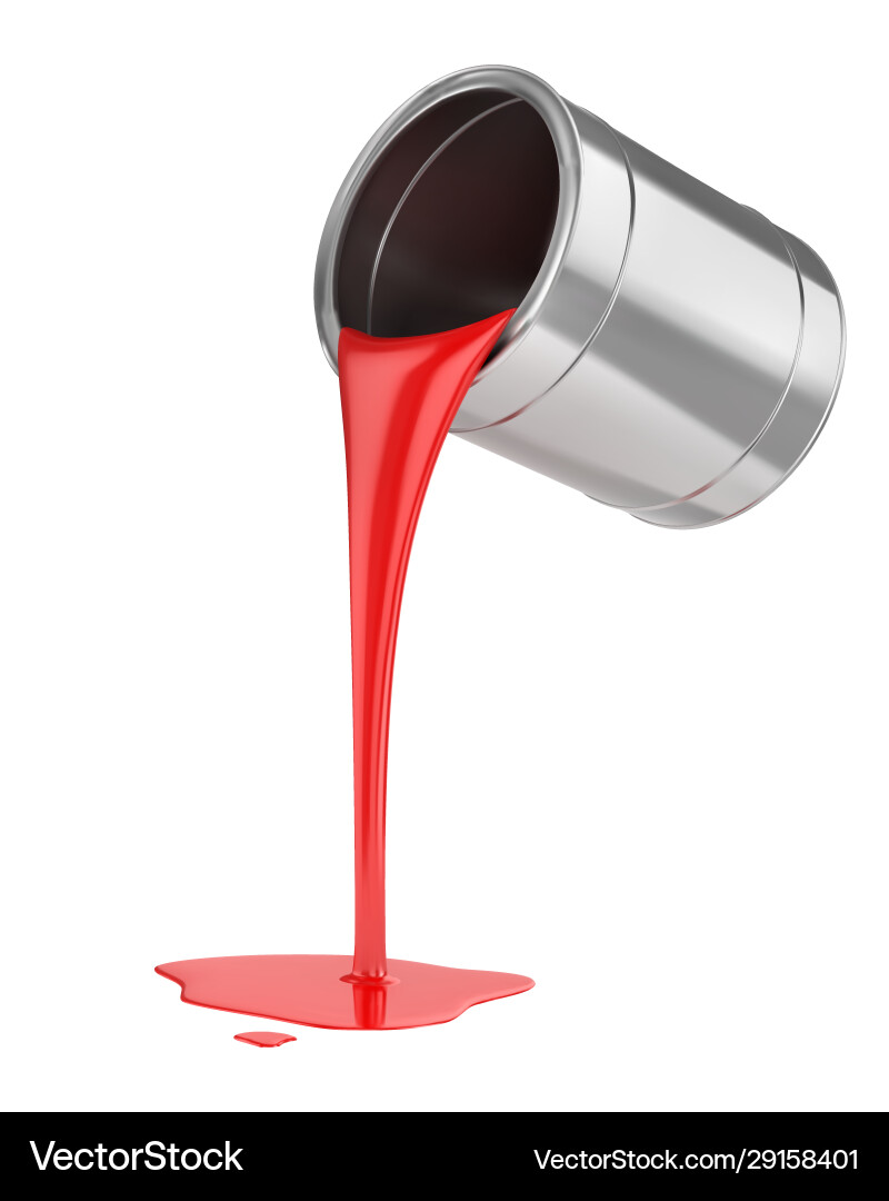 Spilled red paint from a bucket Royalty Free Vector Image