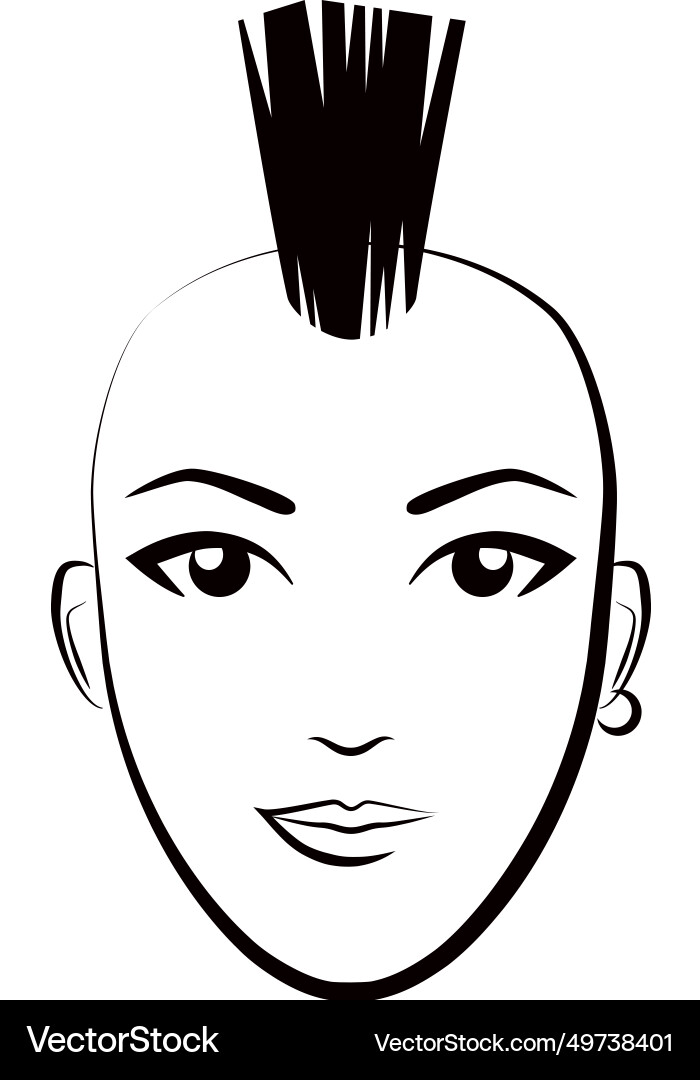Woman head with punk hairstyle Royalty Free Vector Image