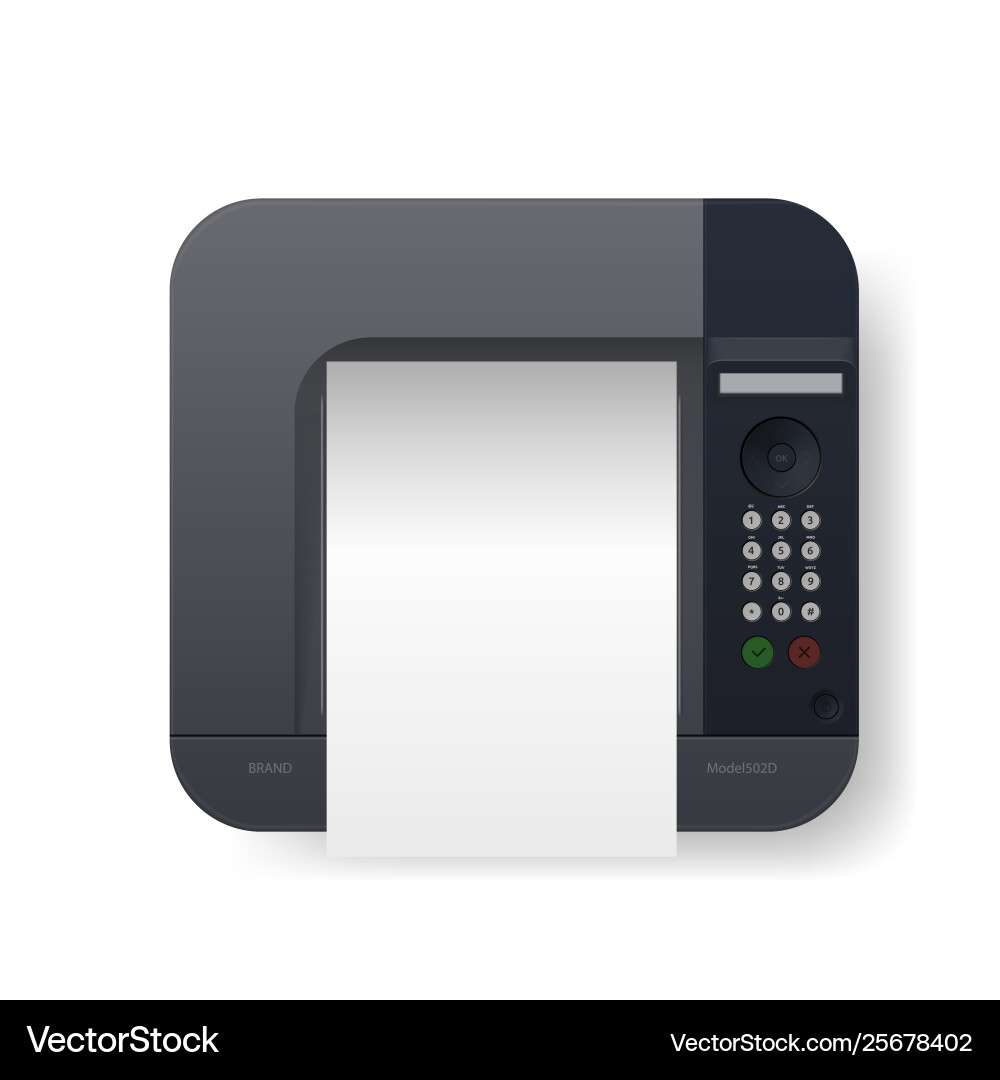 A4 black realistic laser printer top view Vector Image