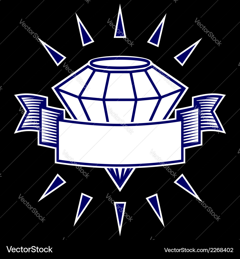 Diamond with a banner symbol Royalty Free Vector Image