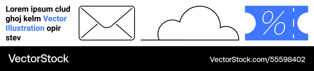 Email envelope cloud icon and discount Royalty Free Vector