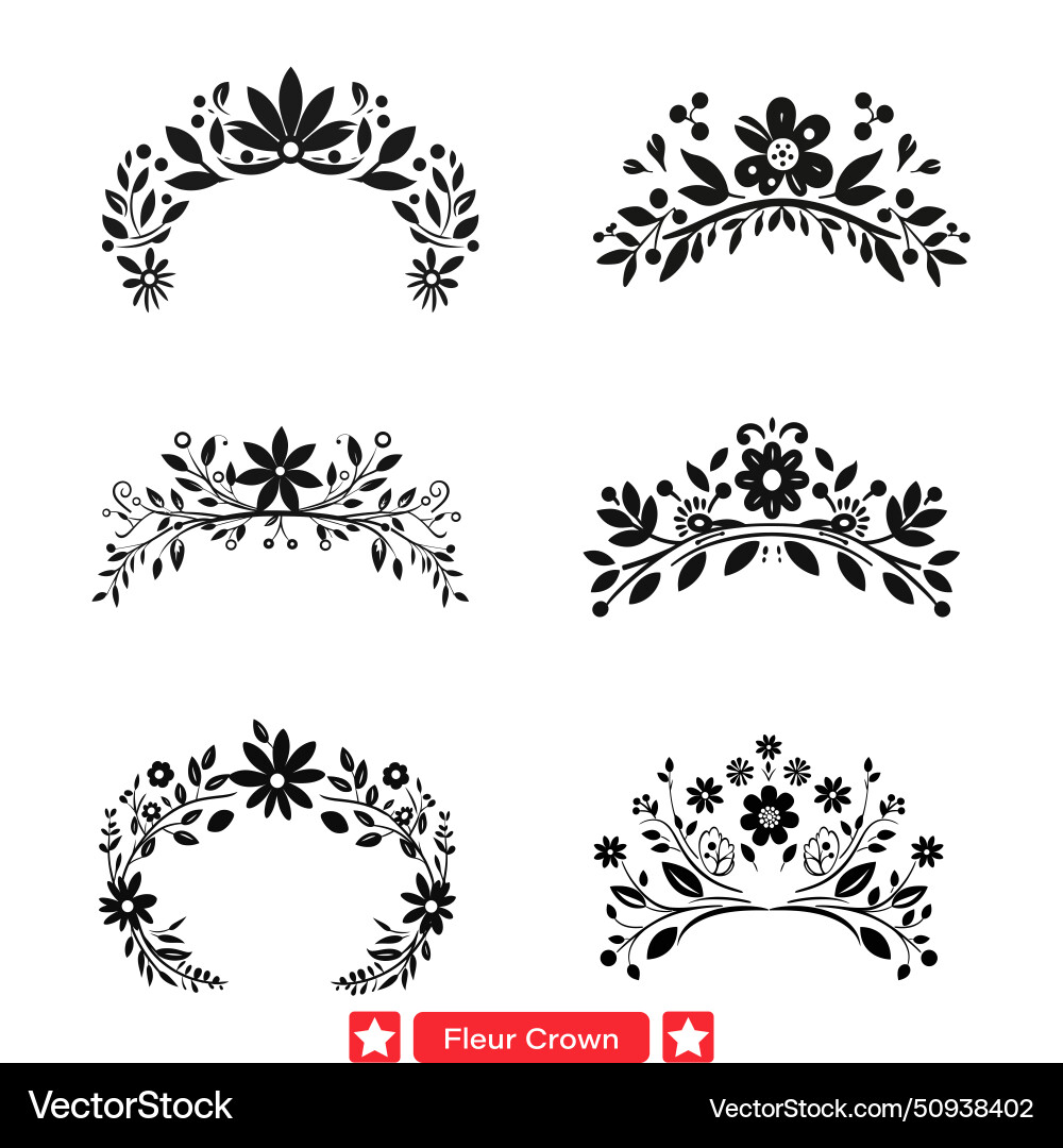Enchanting fleur crown silhouettes intricate Vector Image