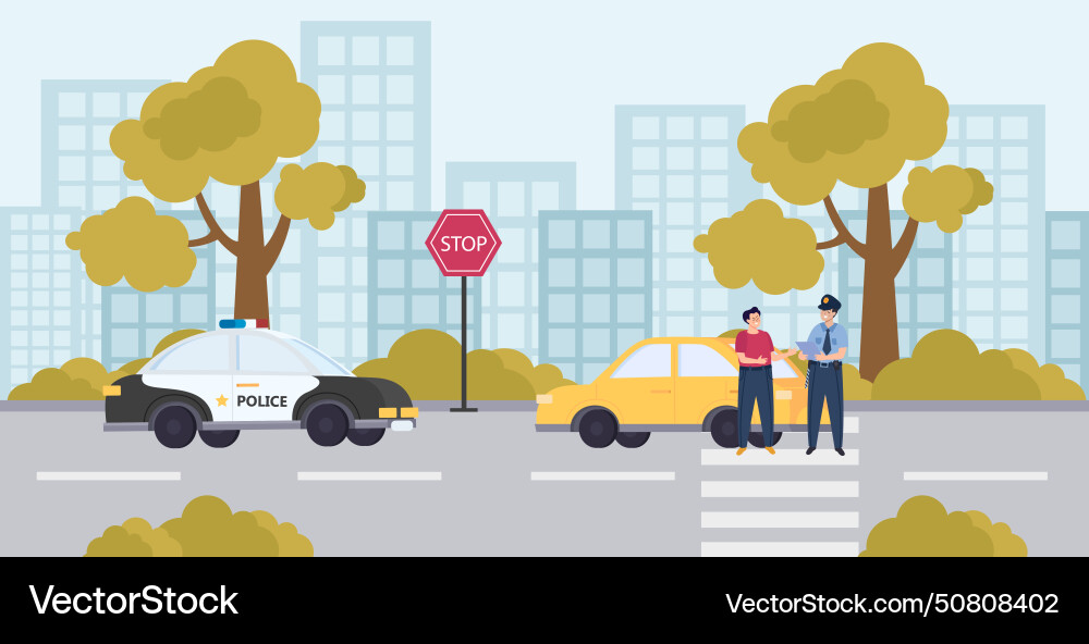 Flat traffic police concept Royalty Free Vector Image