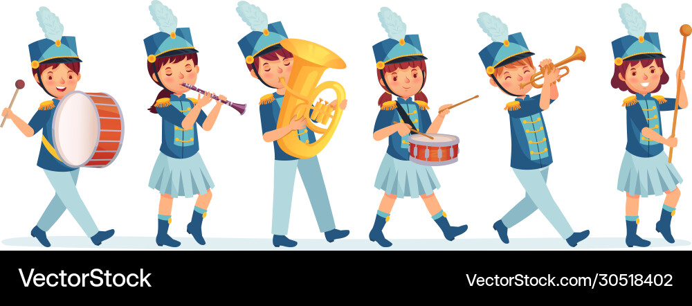Kids Marching Band Parade Royalty Free Vector Image