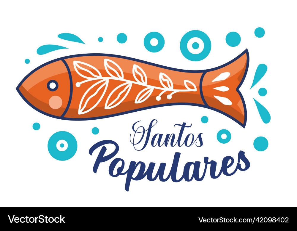 Santos populares event poster with sardines Vector Image