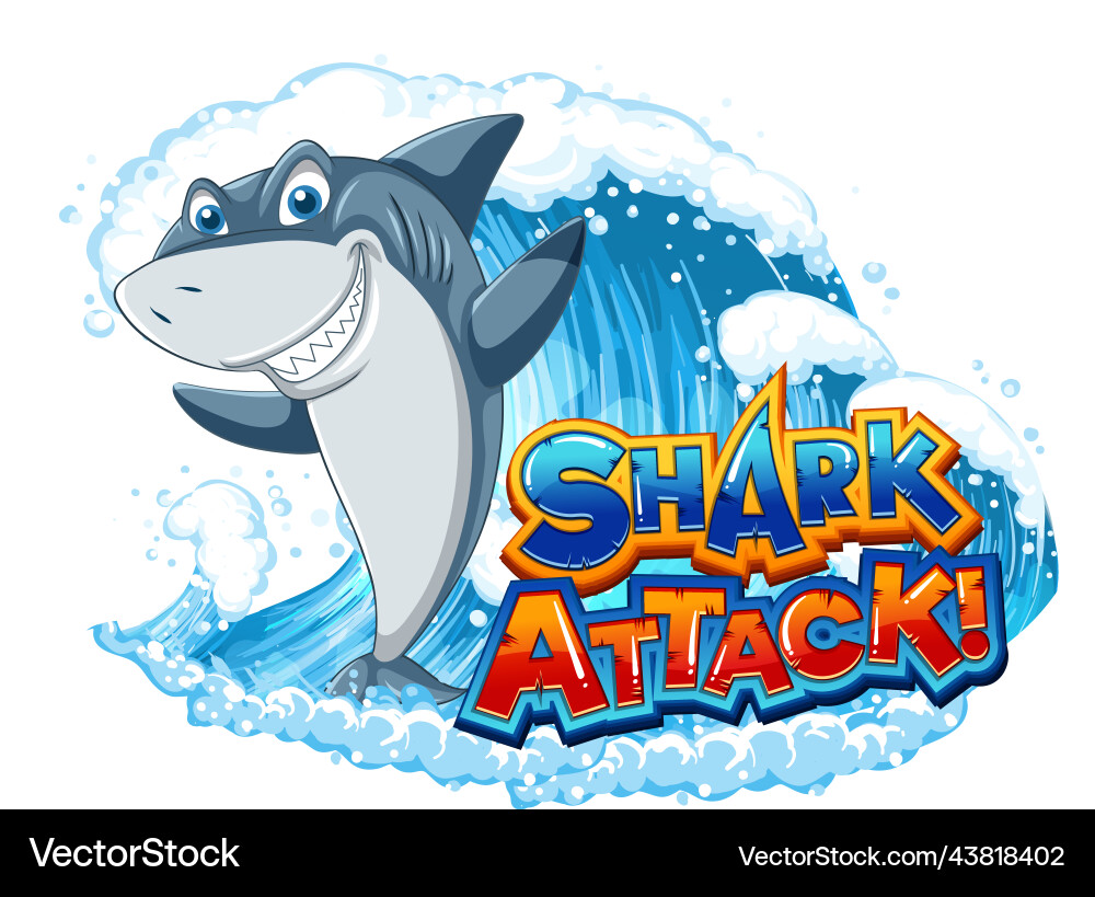 Shark attack icon with cartoon character Vector Image