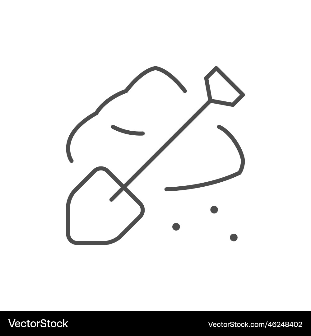 Soil and spade line outline icon Royalty Free Vector Image