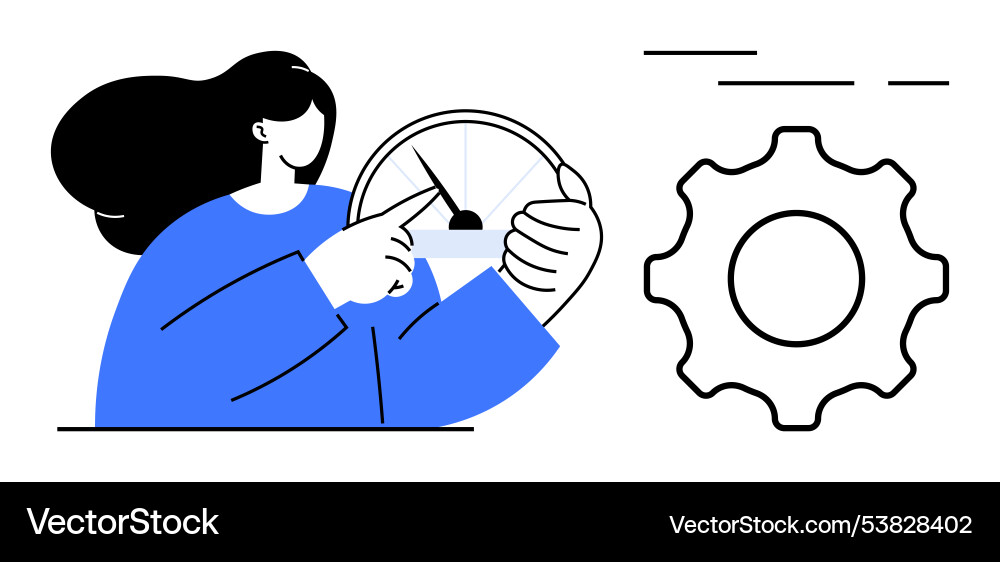 Woman adjusting speed indicator and gear symbol Vector Image