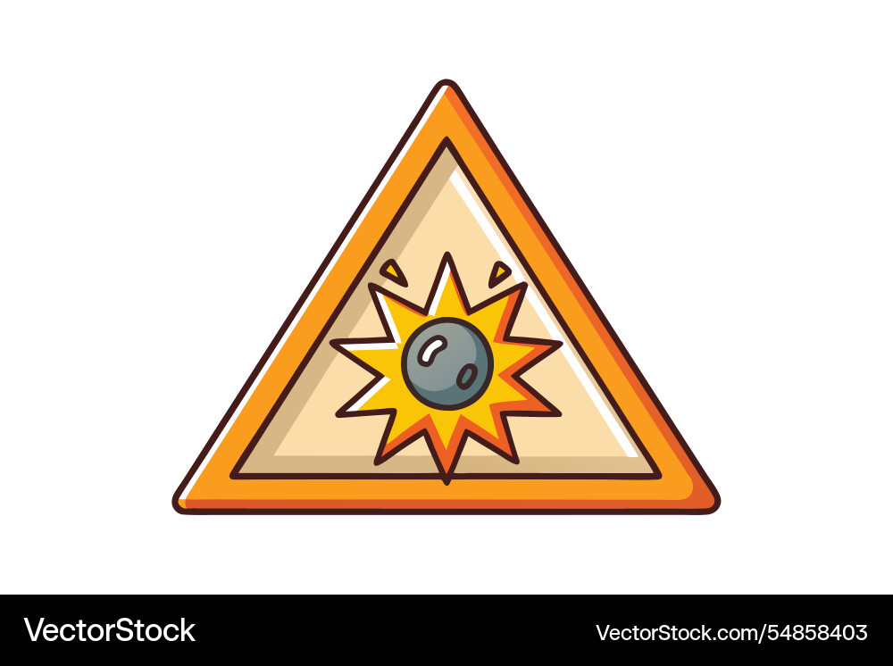 Bright triangular warning sign featuring Vector Image