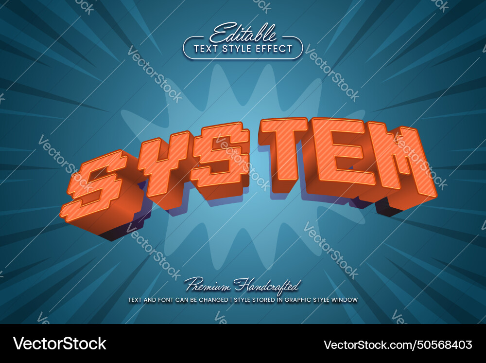 Digital system editable text effect graphic style Vector Image