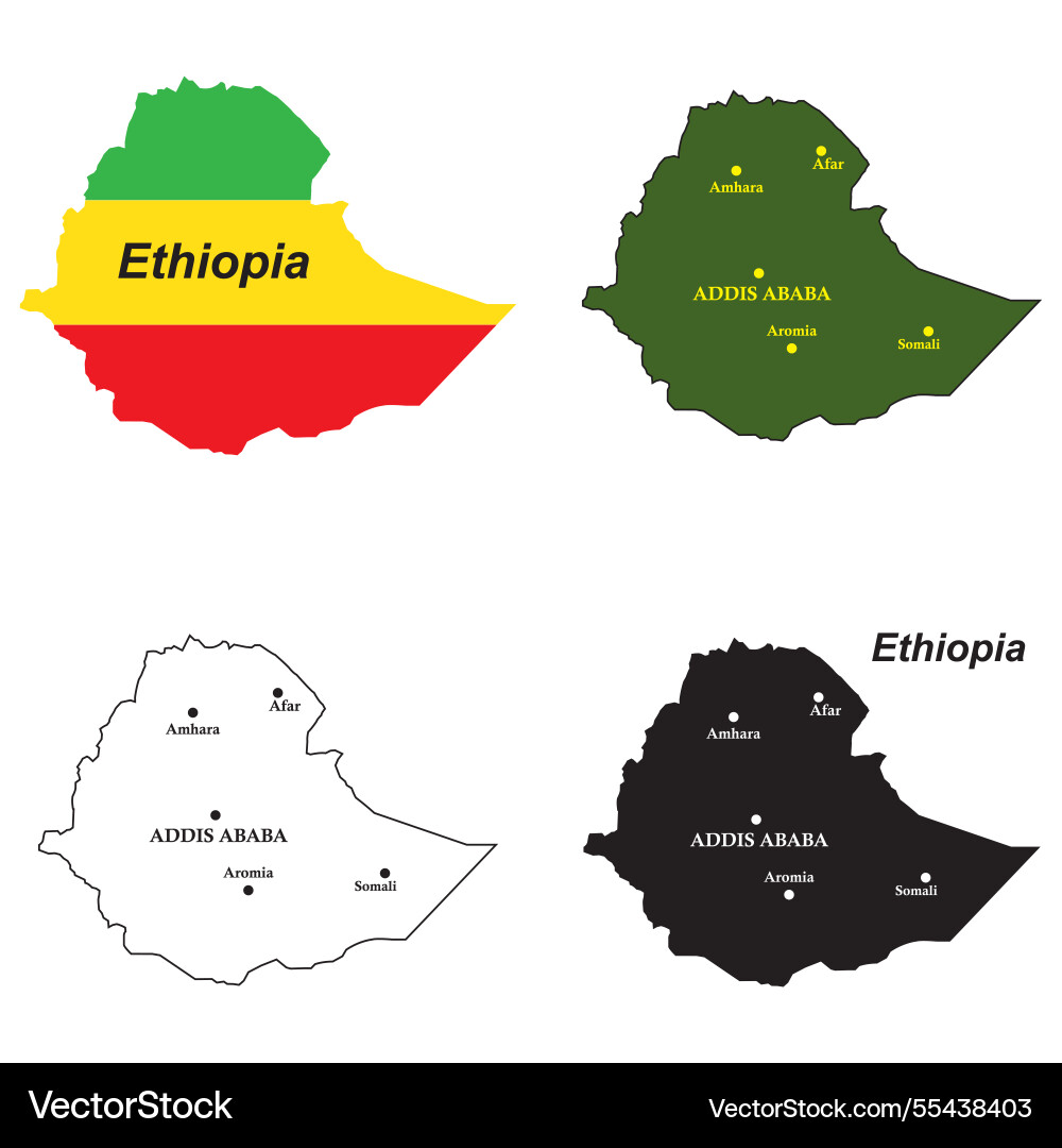 Ethiopia country map Royalty Free Vector Image