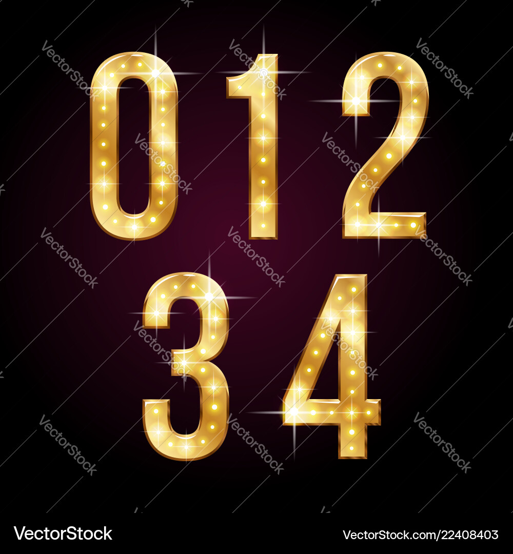 Golden shining numbers Royalty Free Vector Image