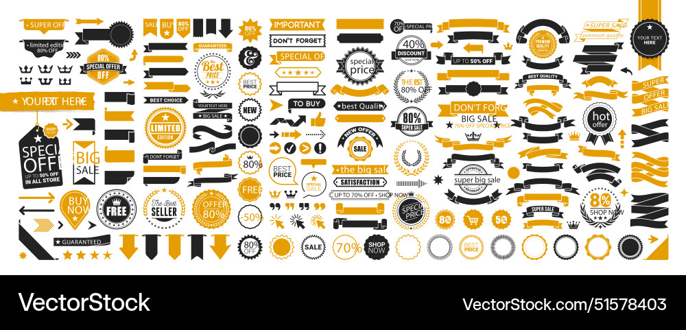 Ribbon banner set isolated on a white background Vector Image