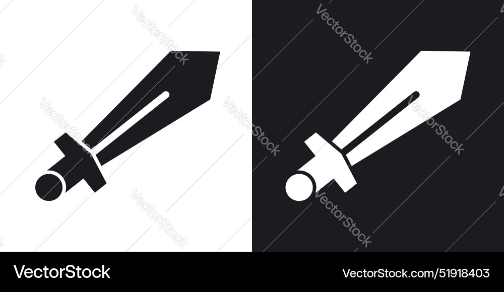 Sword icon set in solid black and white color Vector Image