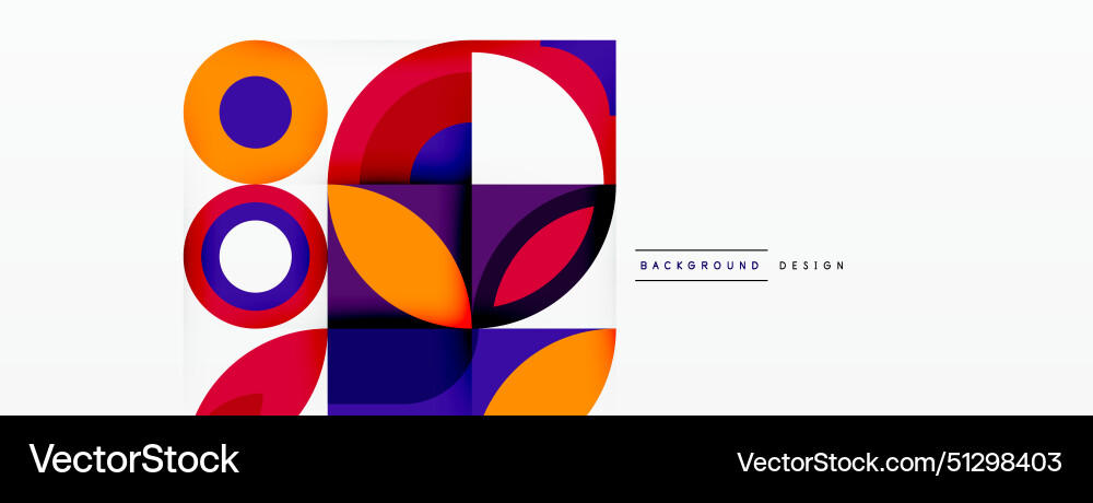 Vibrant geometric art with circles and rectangles Vector Image