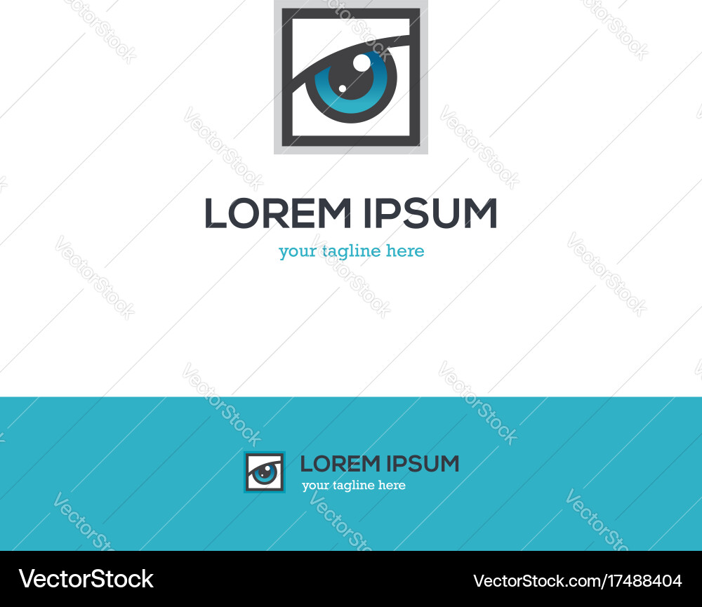 Blue square eye logo Royalty Free Vector Image