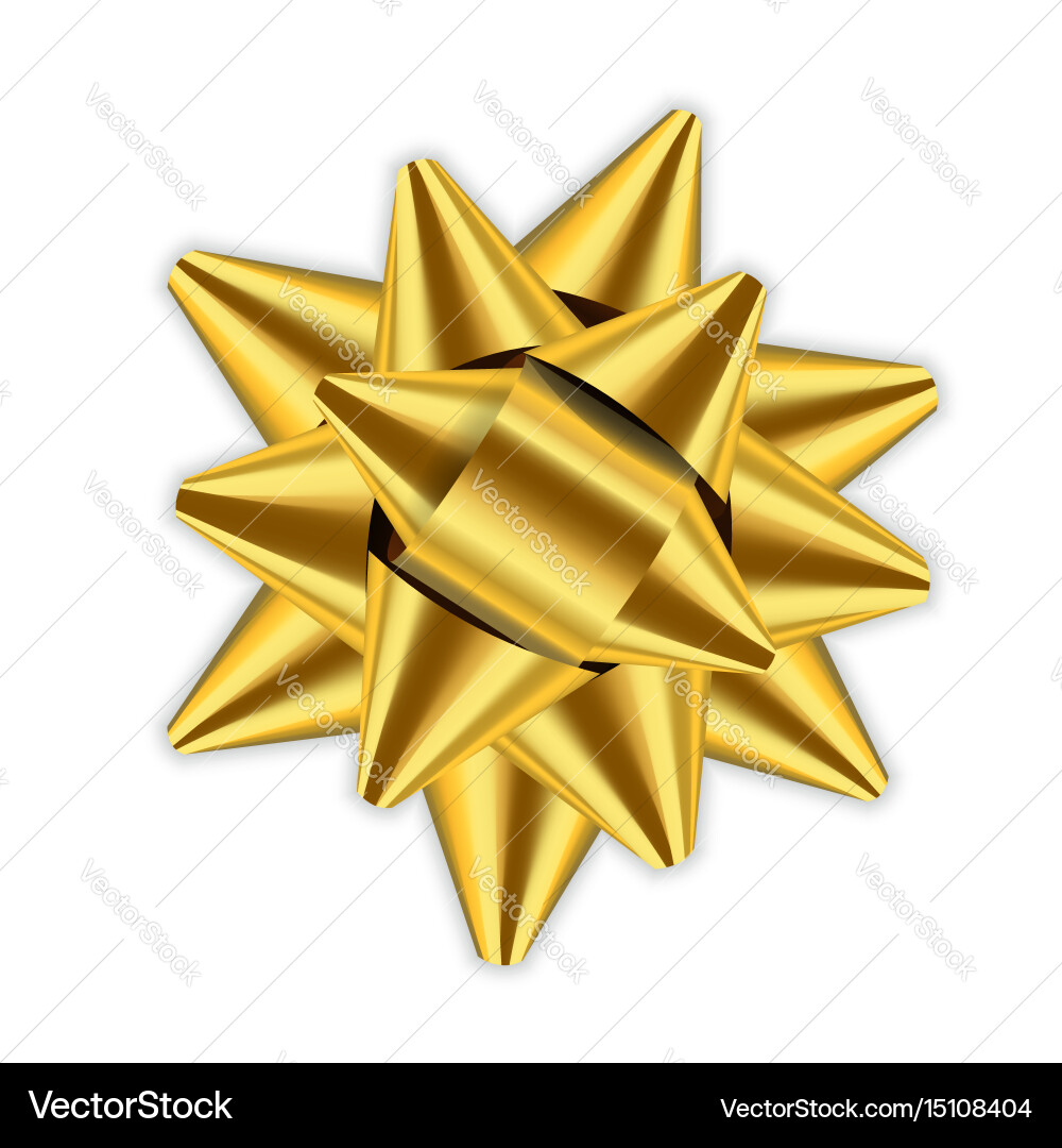 Bow ribbon gold christmas isolated Royalty Free Vector Image