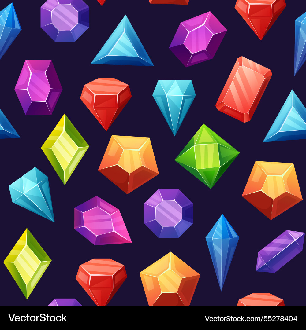 Cartoon crystals seamless pattern jewelry Vector Image