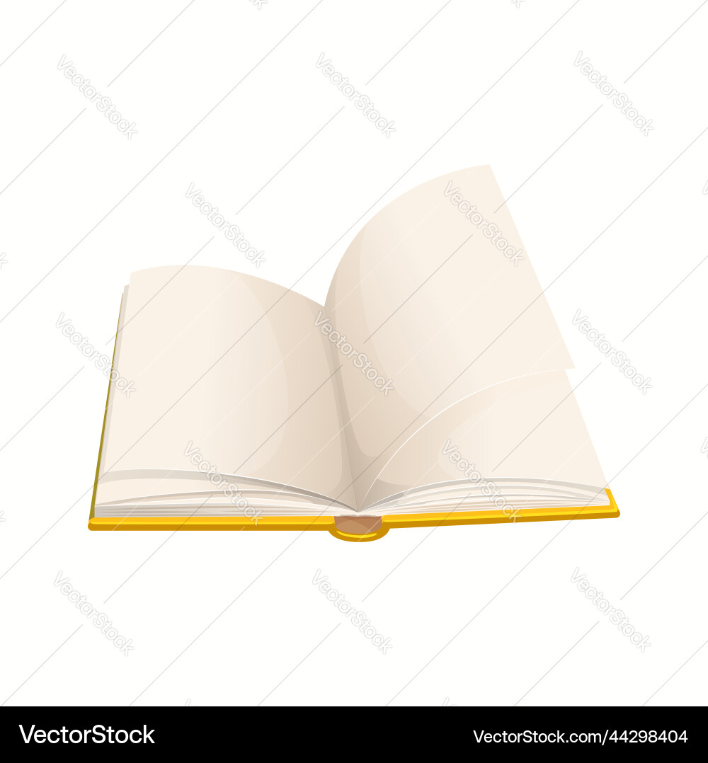 Cartoon open book with blank pages textbook Vector Image