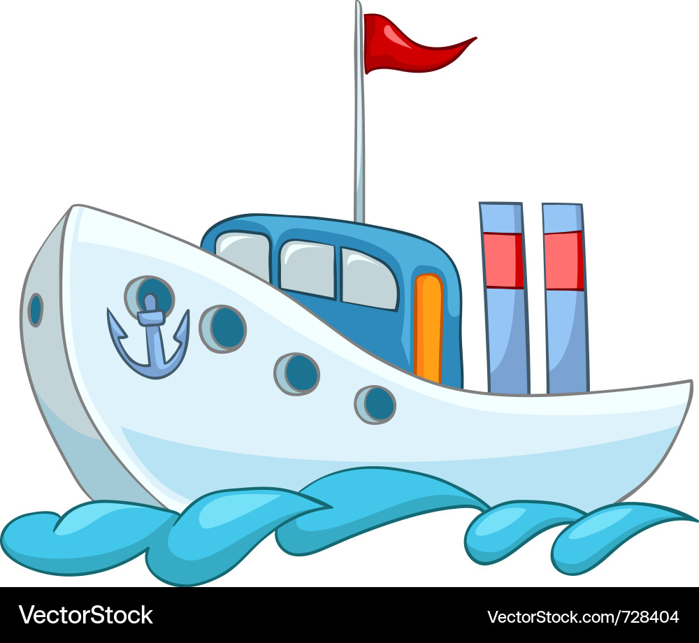 Cartoon Ship on Water Royalty Free Vector Image
