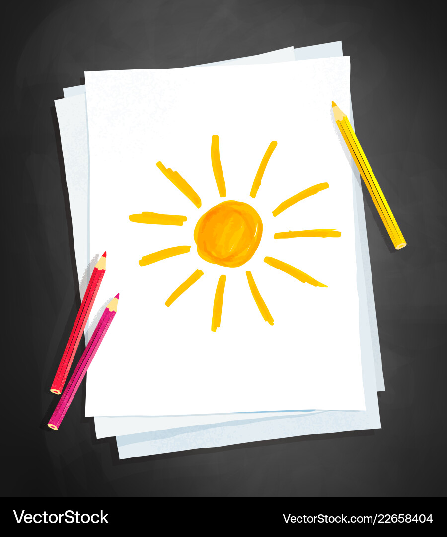 Child drawing of sun Royalty Free Vector Image