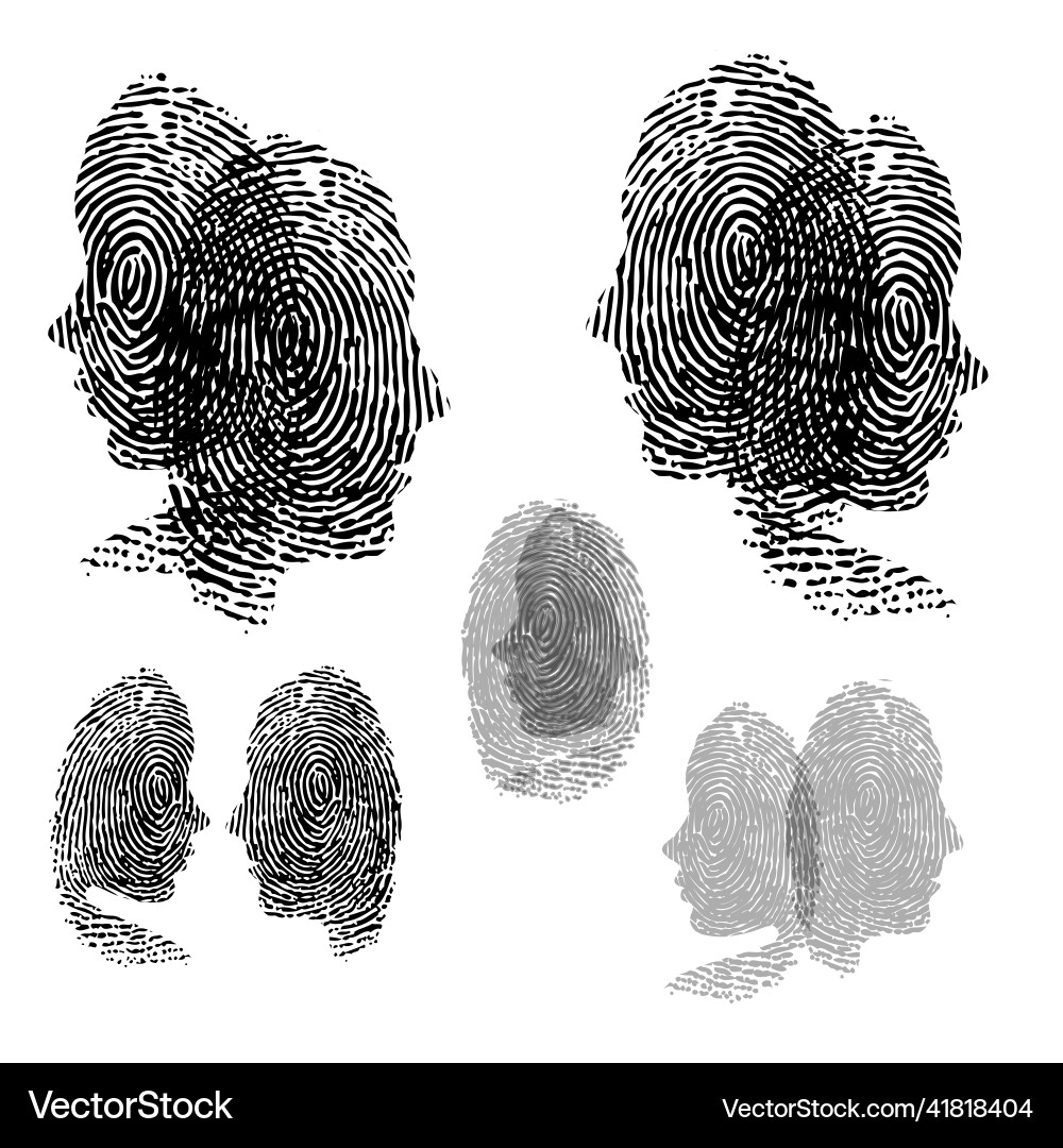 Fingerprint id woman and man black patterns Vector Image