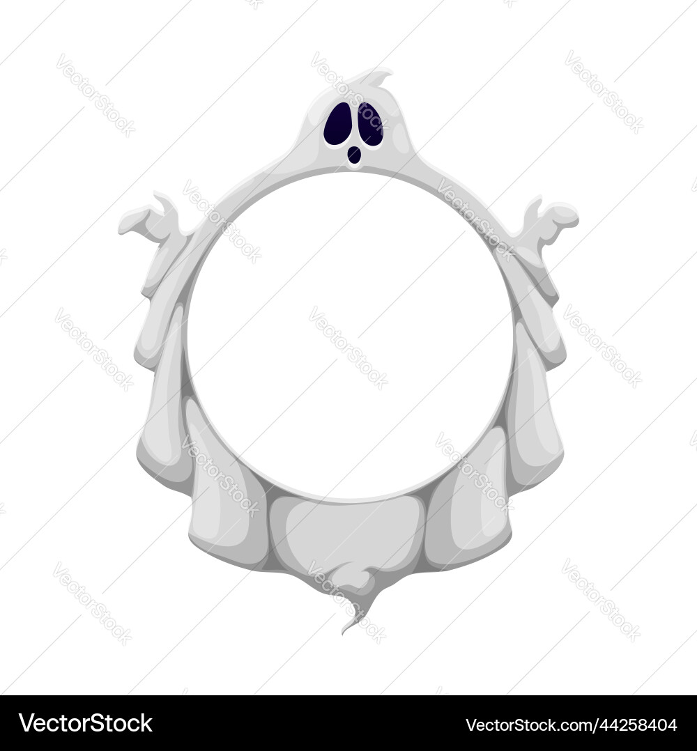 Halloween cartoon ghost character circle frame Vector Image