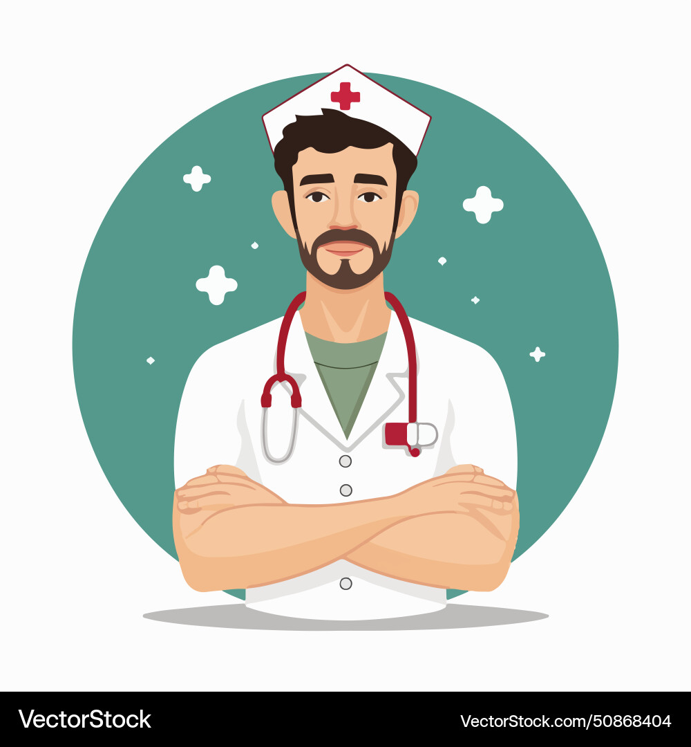 Male nurse on white background Royalty Free Vector Image