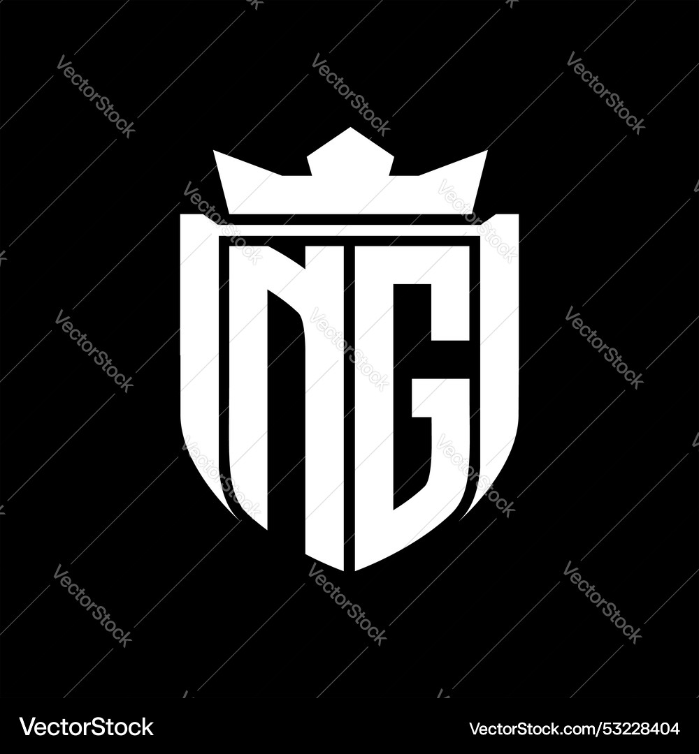 Ng letter logo shield shape inside badge Vector Image