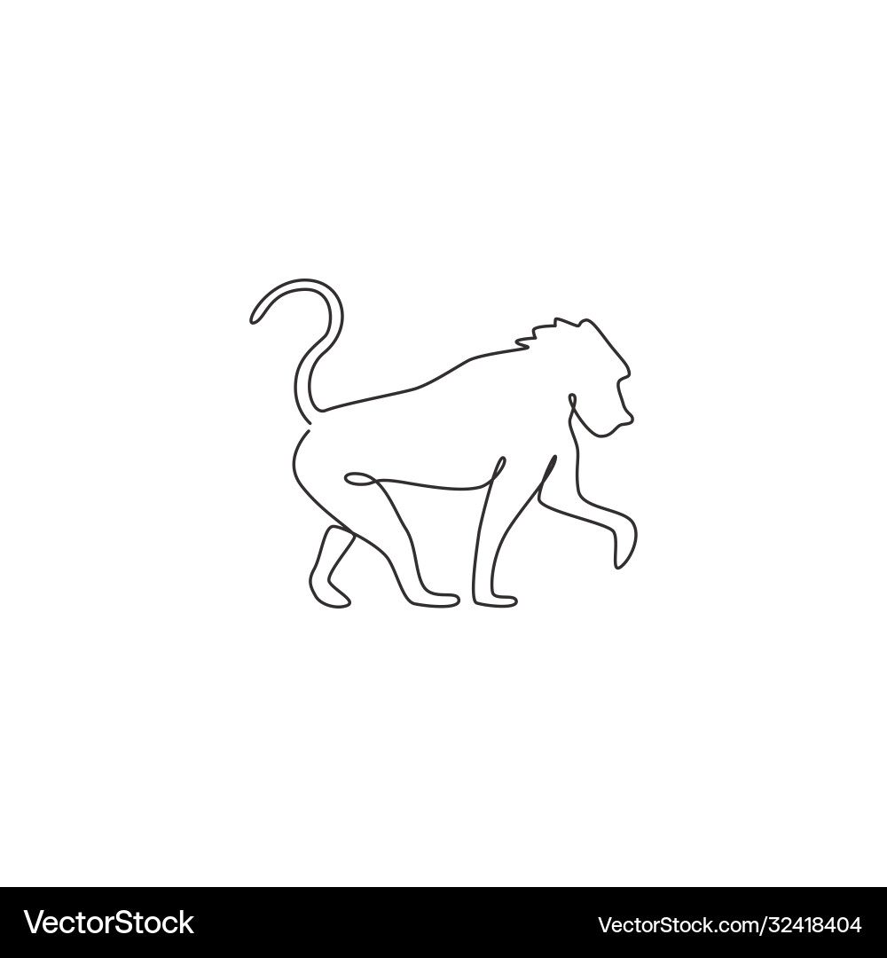 One single line drawing baboon for company Vector Image
