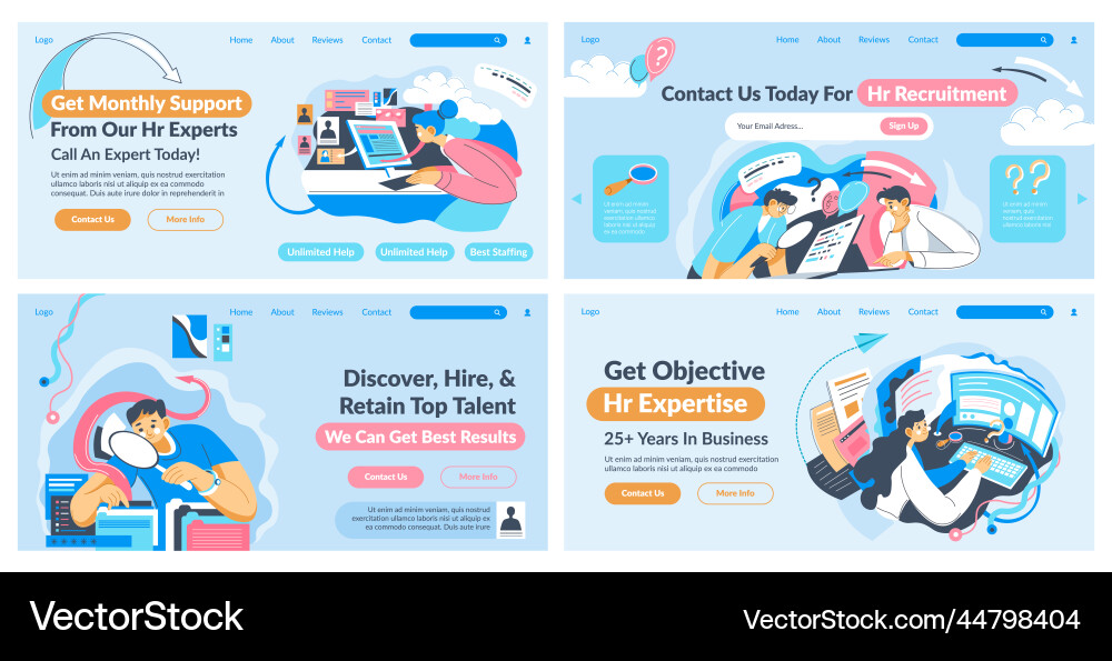Web banner set for recruitment agency service Vector Image