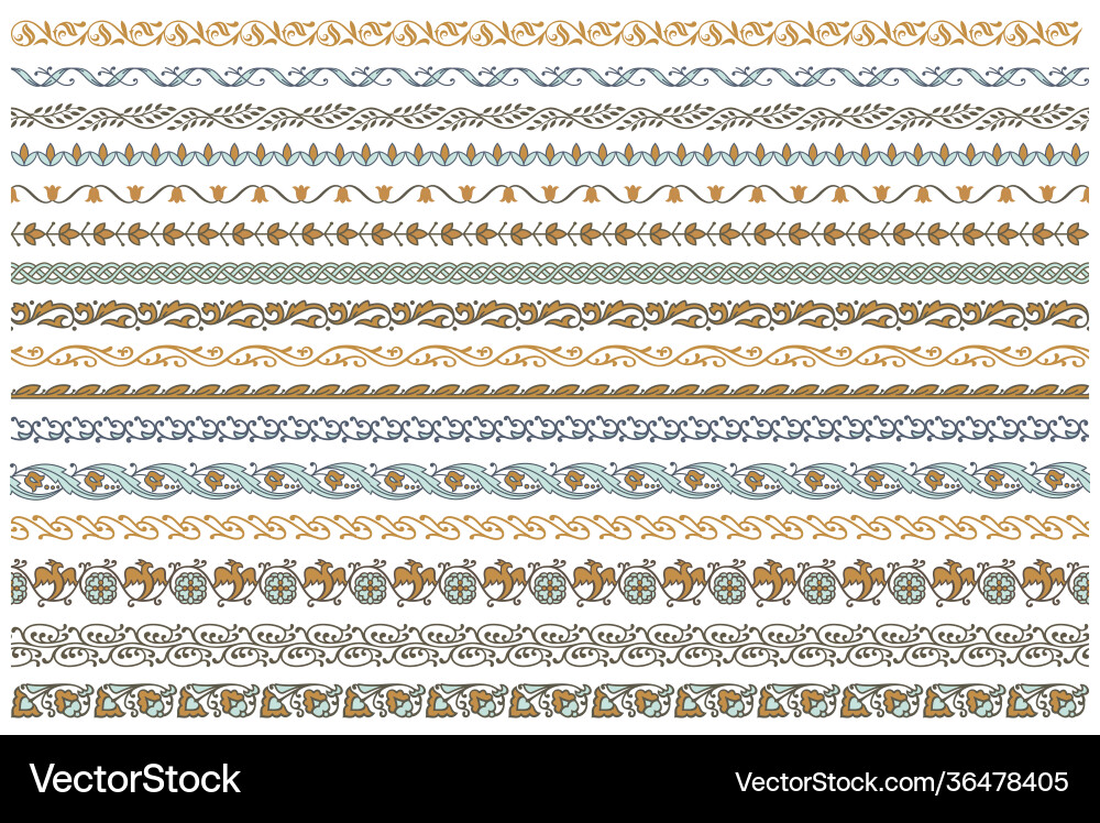 Border seamless color pattern set Royalty Free Vector Image