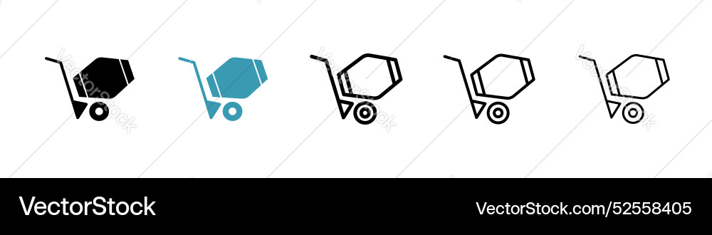 Cement mixers set on white background Royalty Free Vector