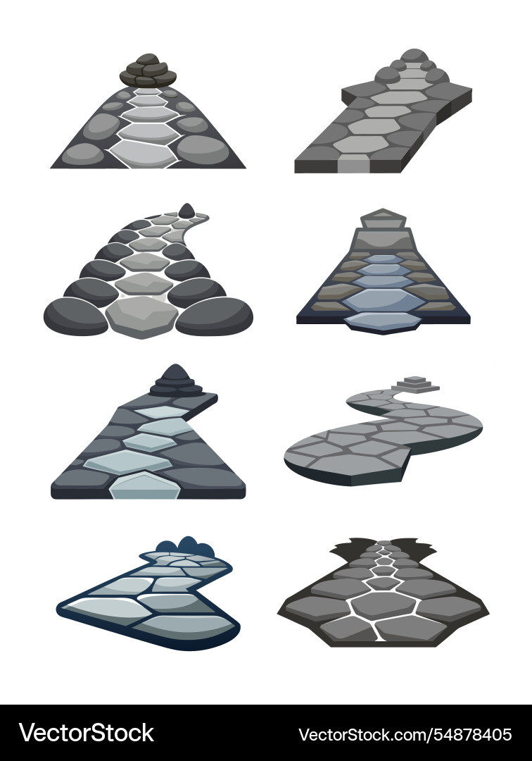 Hand drawn stone path set Royalty Free Vector Image