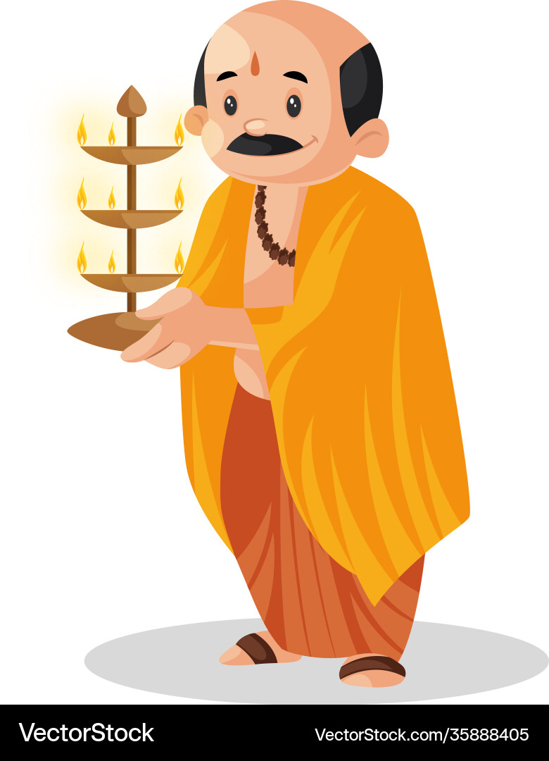 Indian pandit cartoon Royalty Free Vector Image