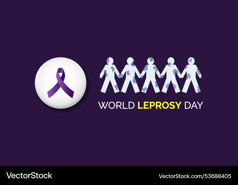 Leprosy day poster on purple background Royalty Free Vector