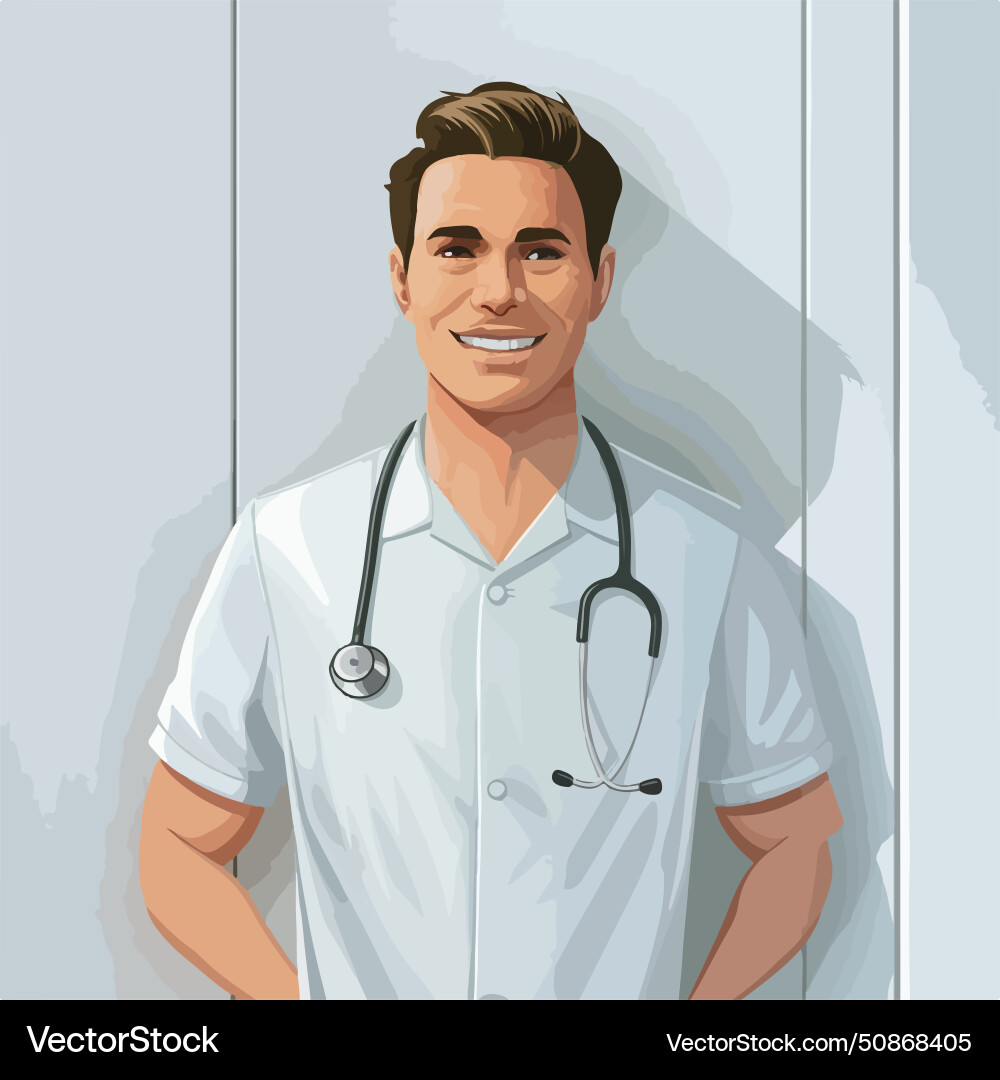 Male nurse on white background Royalty Free Vector Image