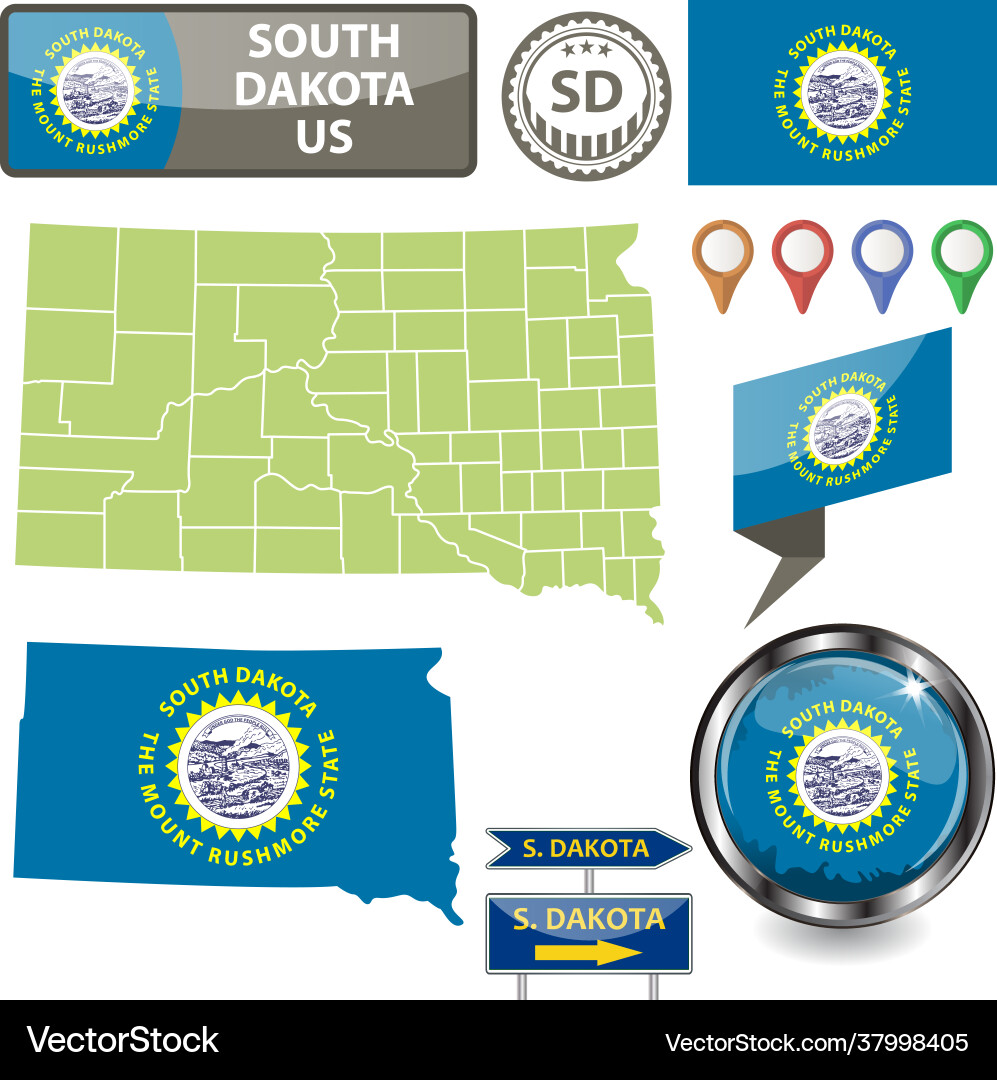 Map south dakota us Royalty Free Vector Image - VectorStock
