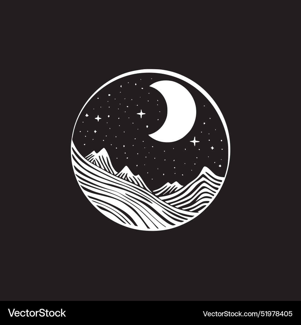 Moon - minimalist and flat logo Royalty Free Vector Image