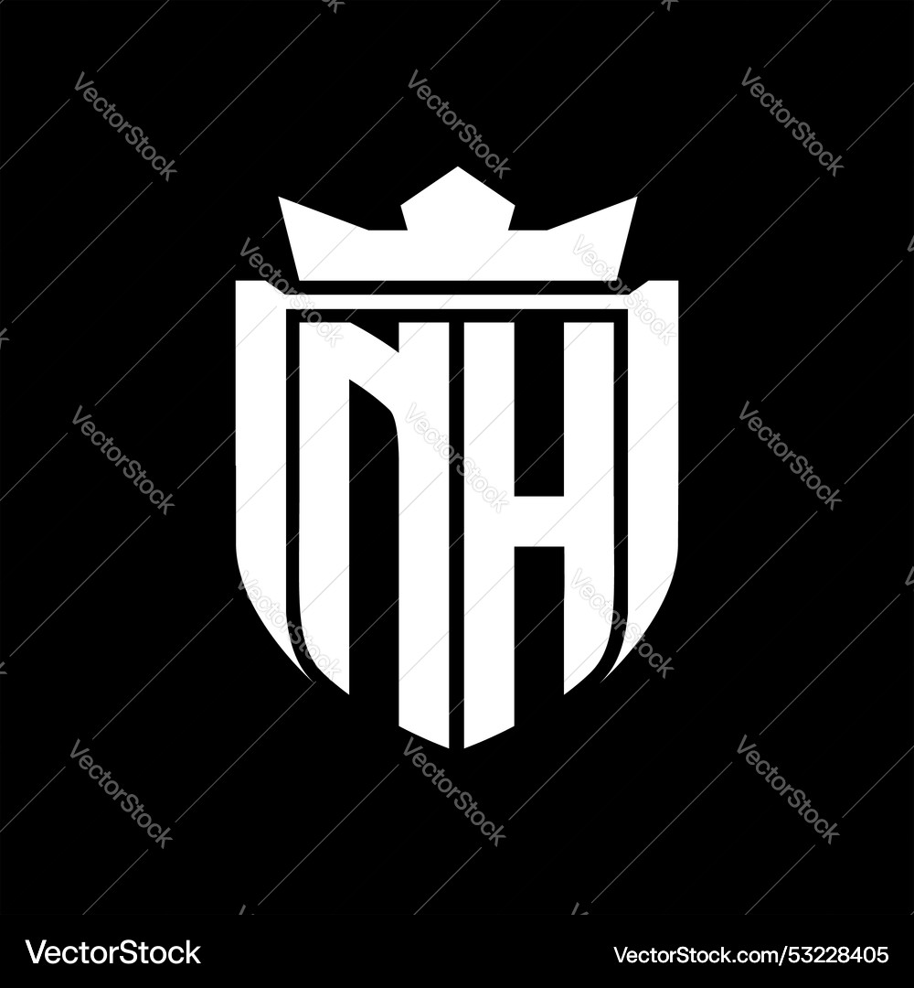 Nh letter logo shield shape inside badge Vector Image