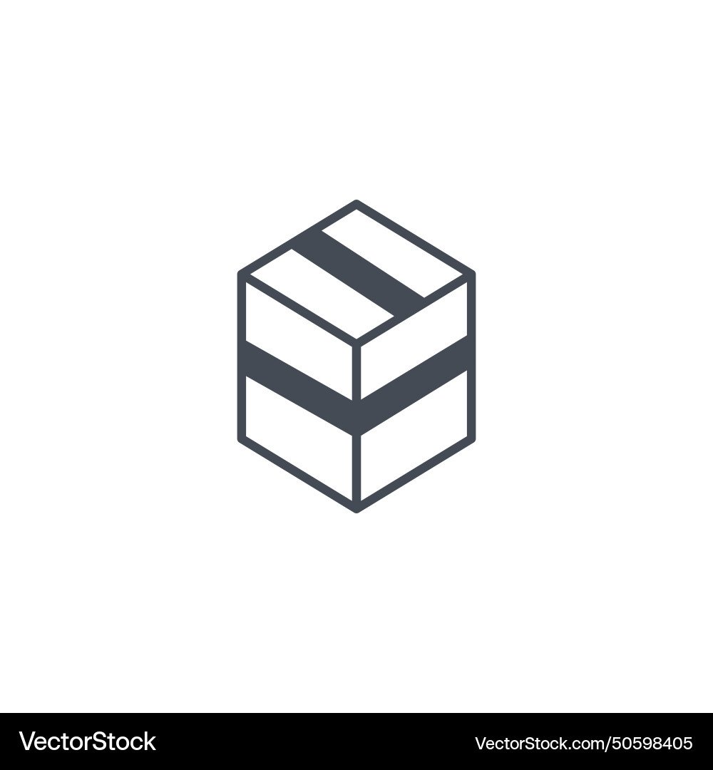 Package icon box line isolated on white Royalty Free Vector