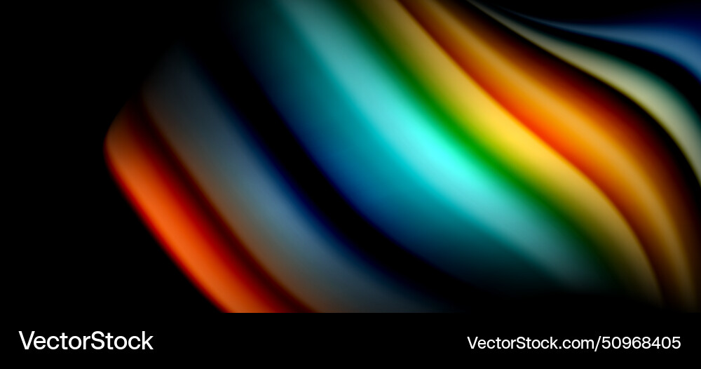 Rainbow color wave lines on black techno Vector Image